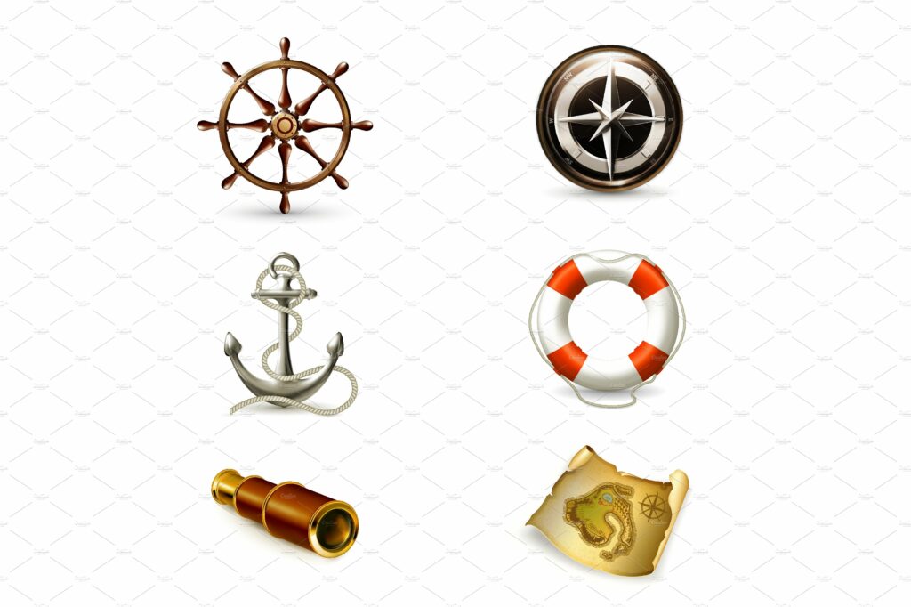 Lifebuoy, map, compass, telescope – MasterBundles