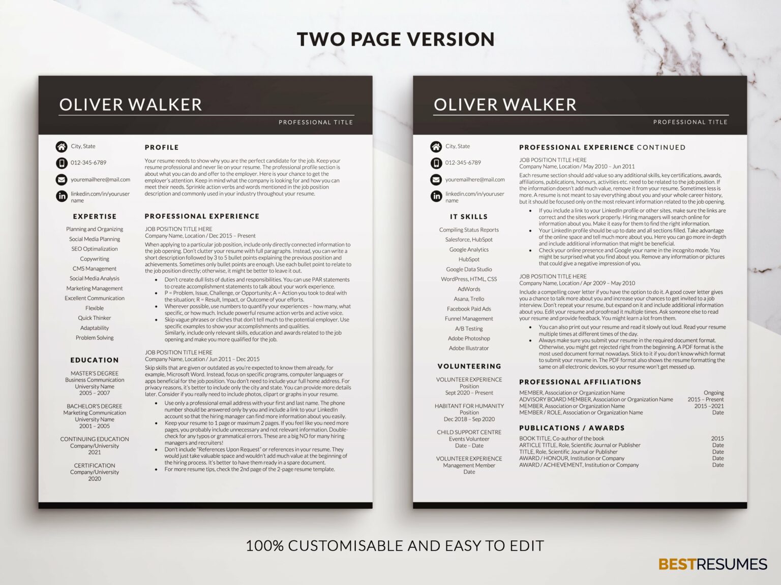 Business Resume CV Template – MasterBundles