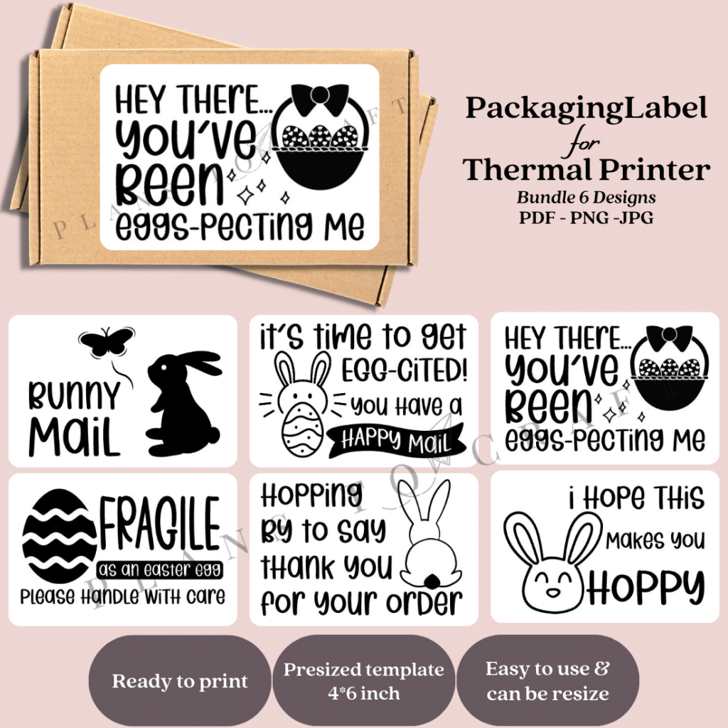 Bundle 6 Easter Packaging Label for Thermal Printer - MasterBundles