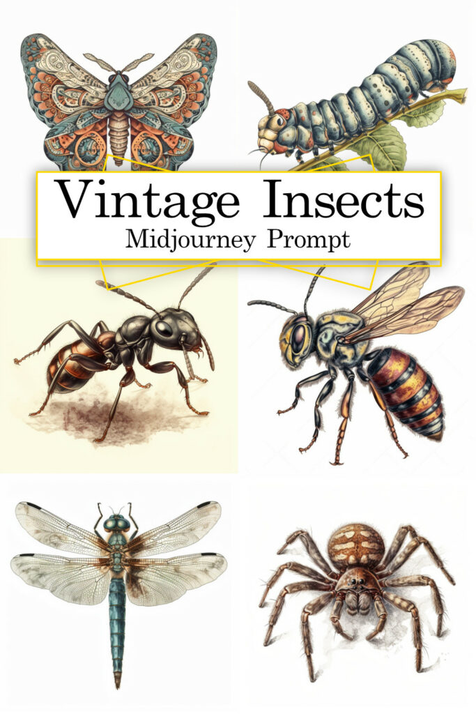 Realistic Vintage Insect Cliparts Midjourney Prompt - MasterBundles