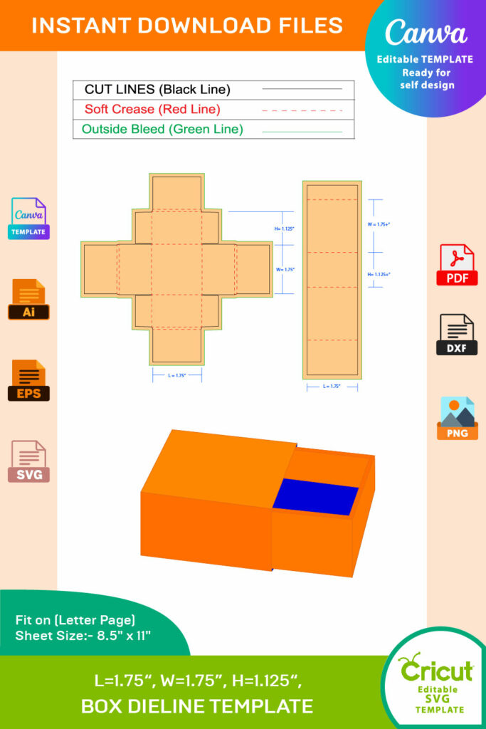 Match Box Carfts, Dieline Template, SVG, EPS, PDF, DXF, Ai, PNG, JPEG ...