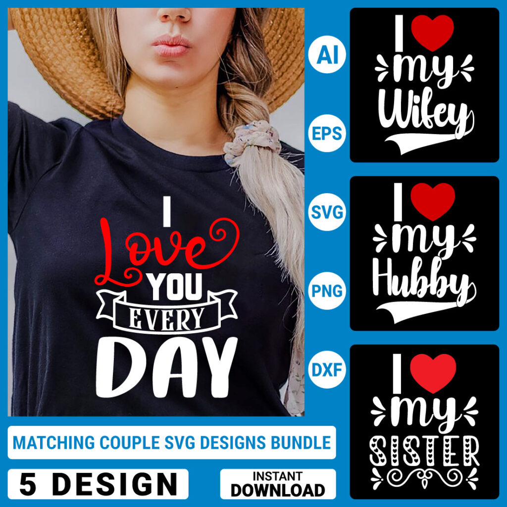 5 Matching Couple Svg T Shirt Designs Bundle Couple Quotes Typography