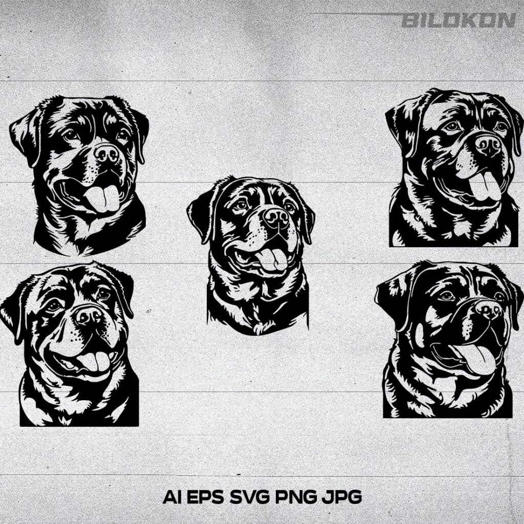 Rottweiler dog head Vector illustration, SVG Bundle - MasterBundles