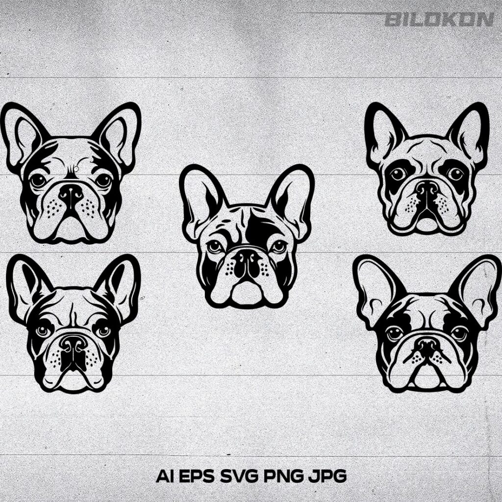 French bulldog face Vector illustration , SVG, Bundle - MasterBundles