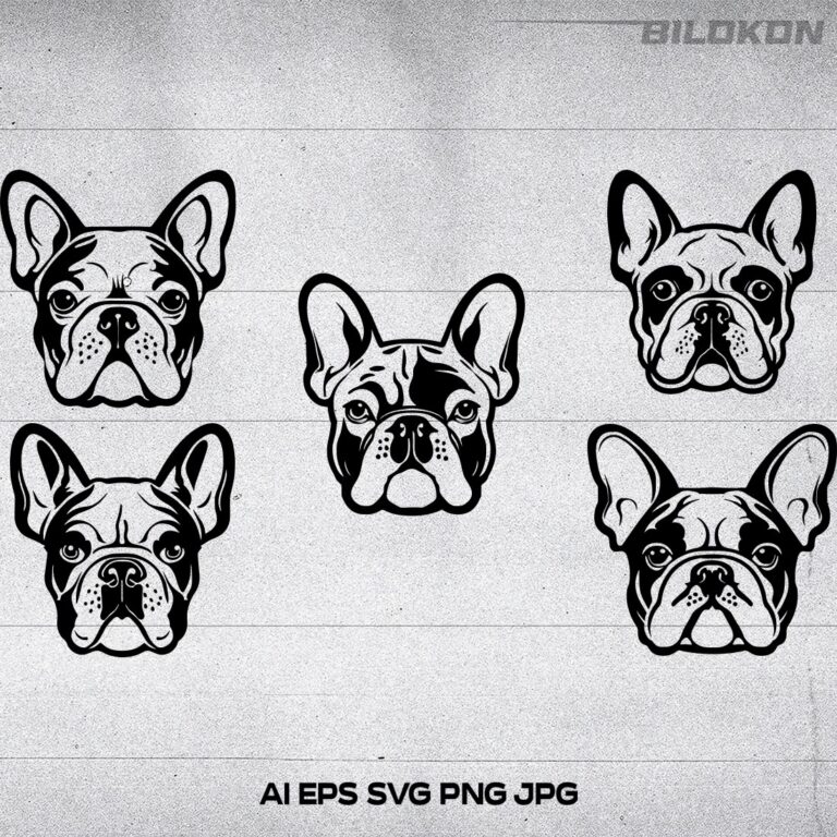 French bulldog face Vector illustration , SVG, Bundle - MasterBundles