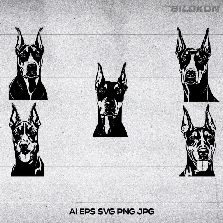Doberman head dog Vector illustration, SVG Bundle - MasterBundles