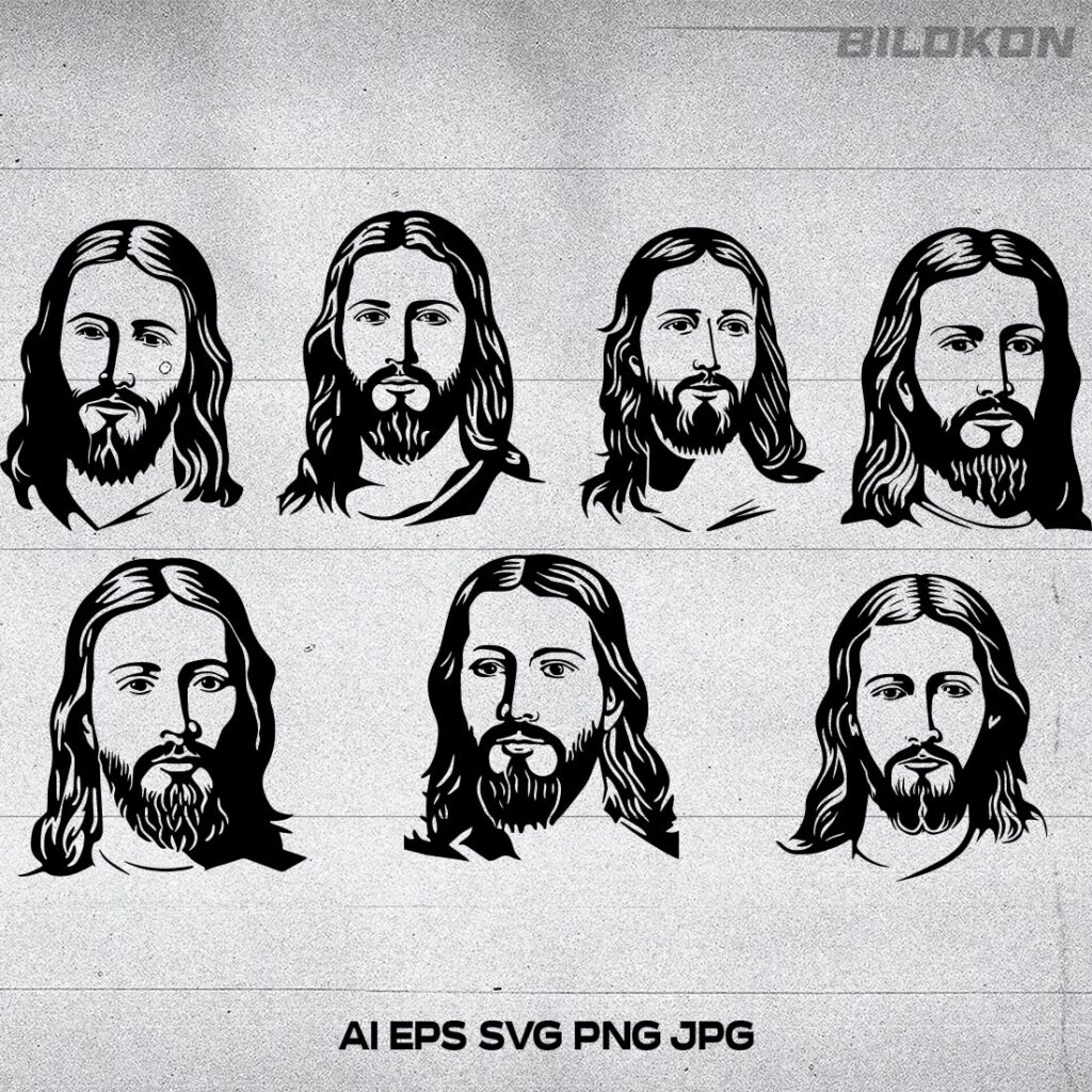 Jesus Vector, Jesus Face illustration , SVG Bundle - MasterBundles