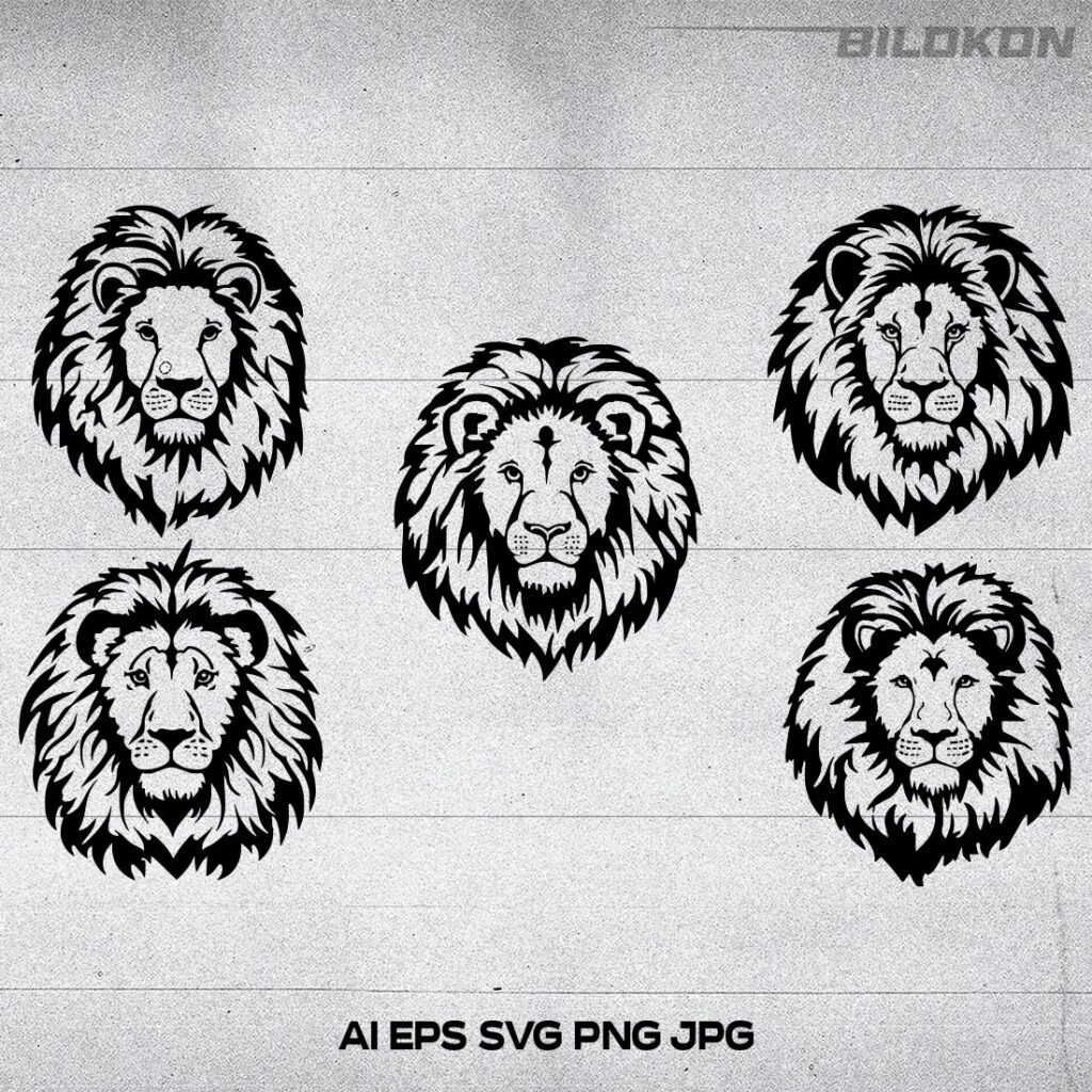 Lion head, lion face vector Illustration, on a isolated background, SVG ...