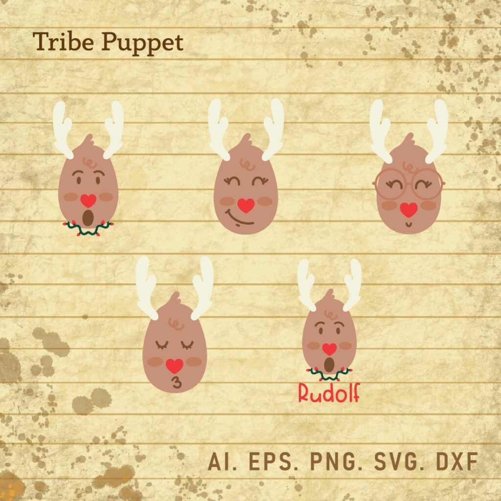 5 Reindeer Set - MasterBundles