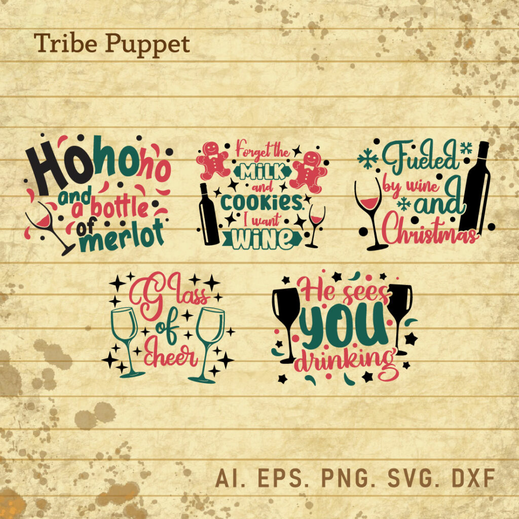 5 Christmas Drinking Quotes Bundle - MasterBundles