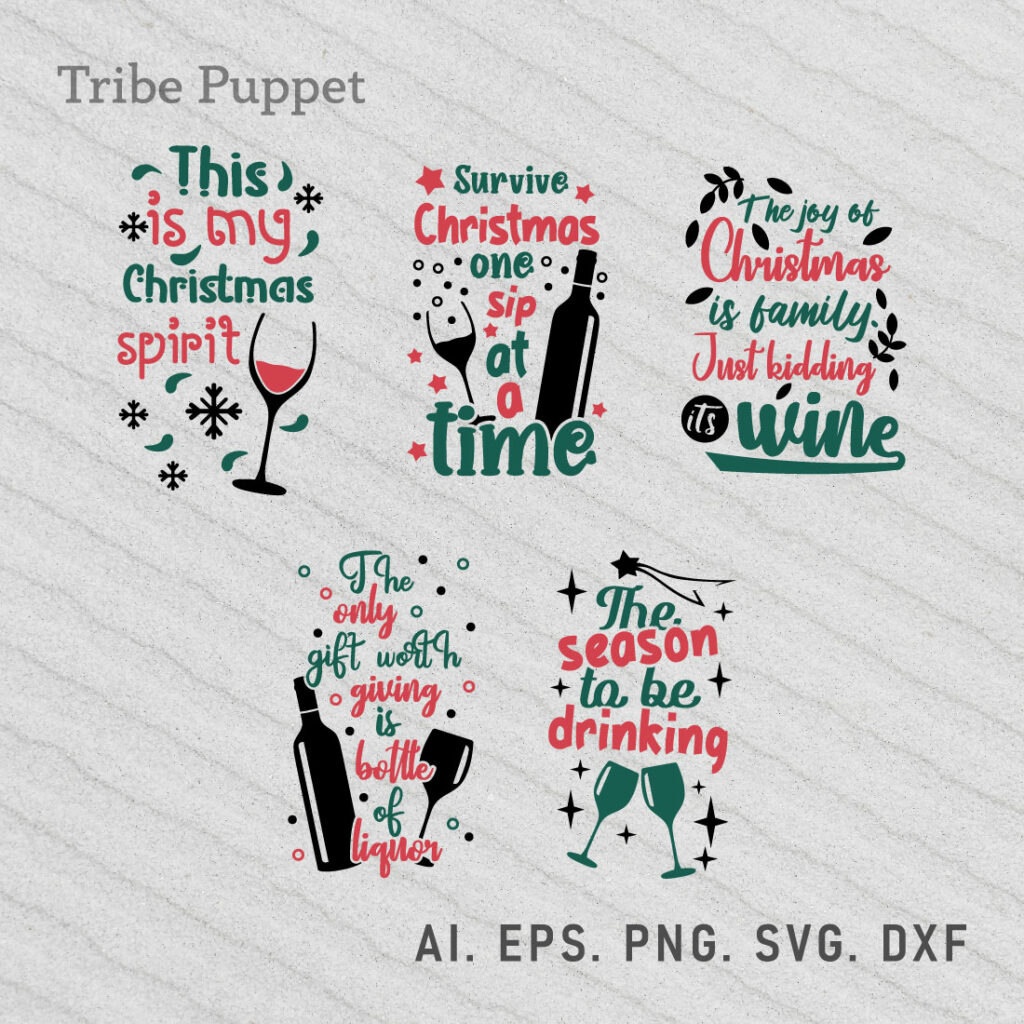 5 Christmas Drinking Quotes Bundle - MasterBundles