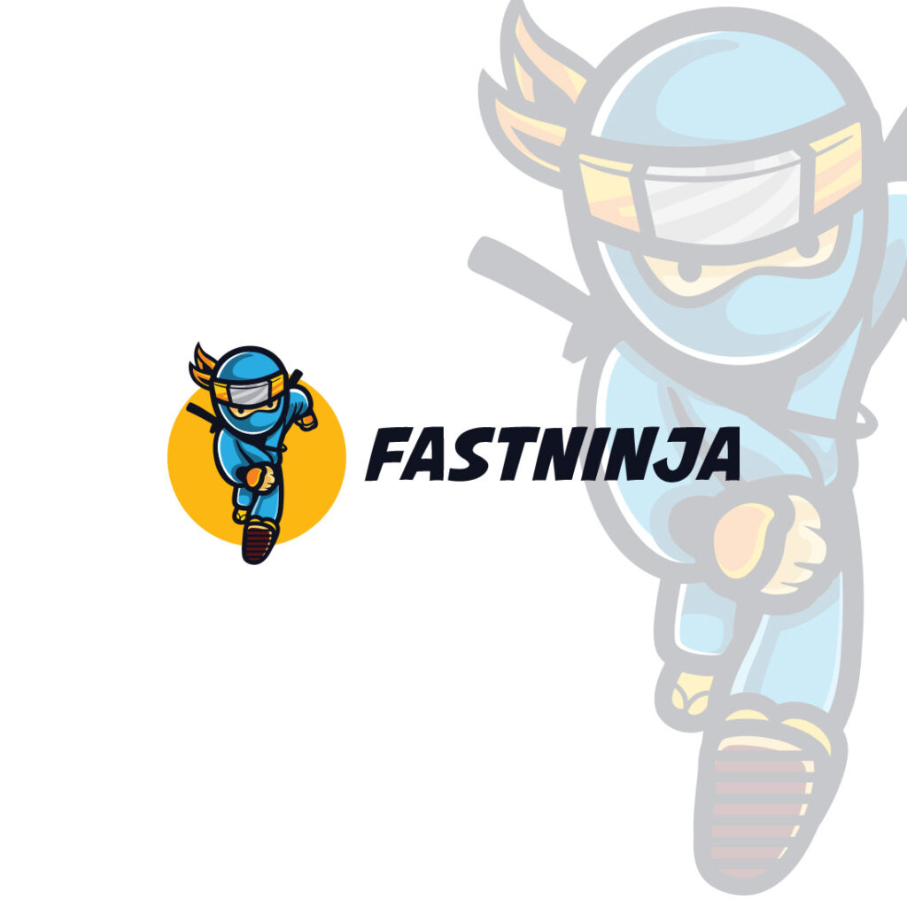 Fast Ninja Cartoon Character Logo - MasterBundles
