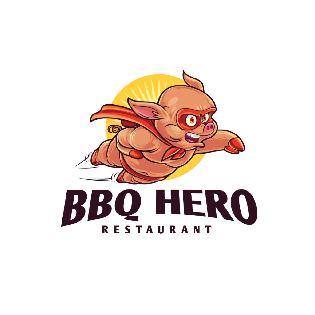 BBQ Hero - Pig Super Hero Mascot Design - MasterBundles