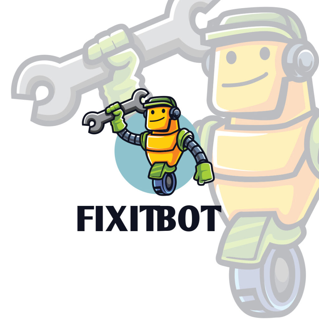 Fixing Robot Character Logo Design - MasterBundles