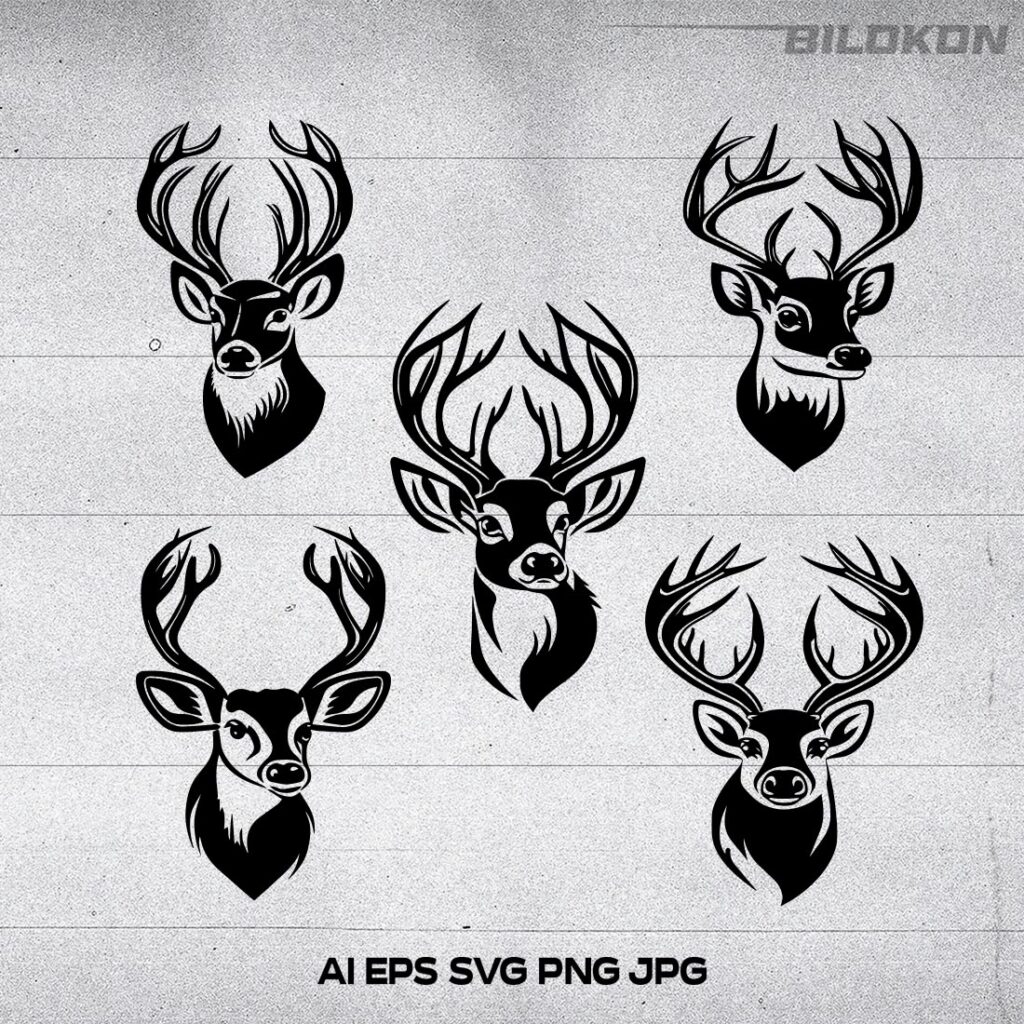 Deer head logo, deer head icon, SVG Vector illustration - MasterBundles