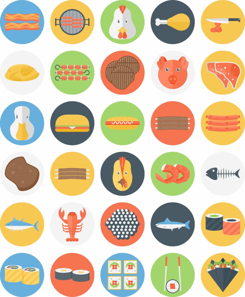 150 Funky Food Icons – MasterBundles