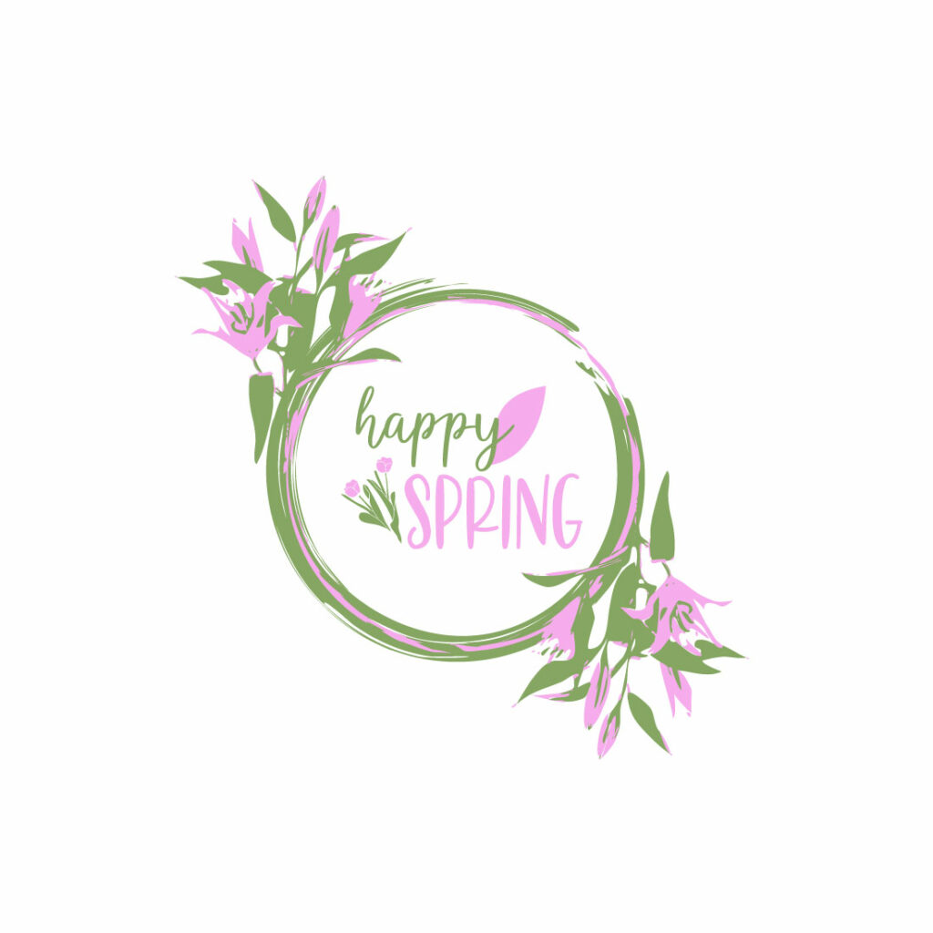 set of hello spring with flower decorative collection vector ...