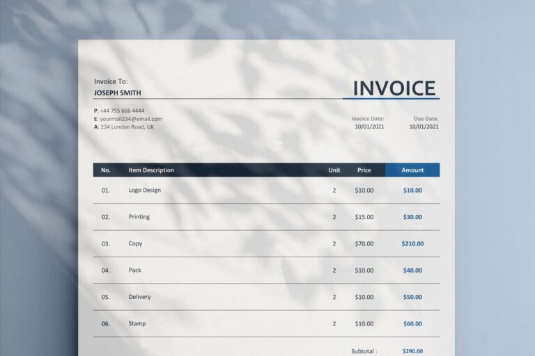 Minimal Invoice Template – MasterBundles