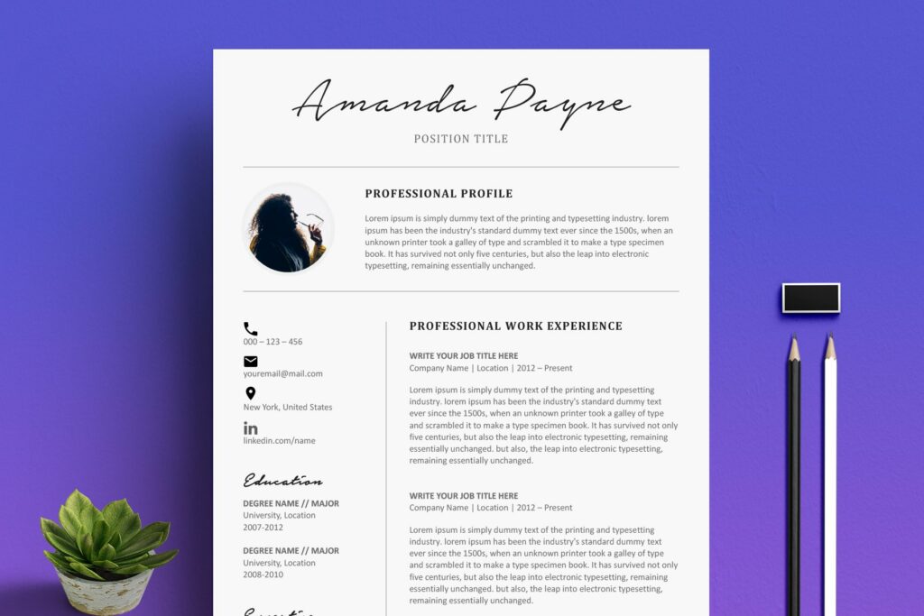 Minimal Resume/CV Template + Bonus – MasterBundles