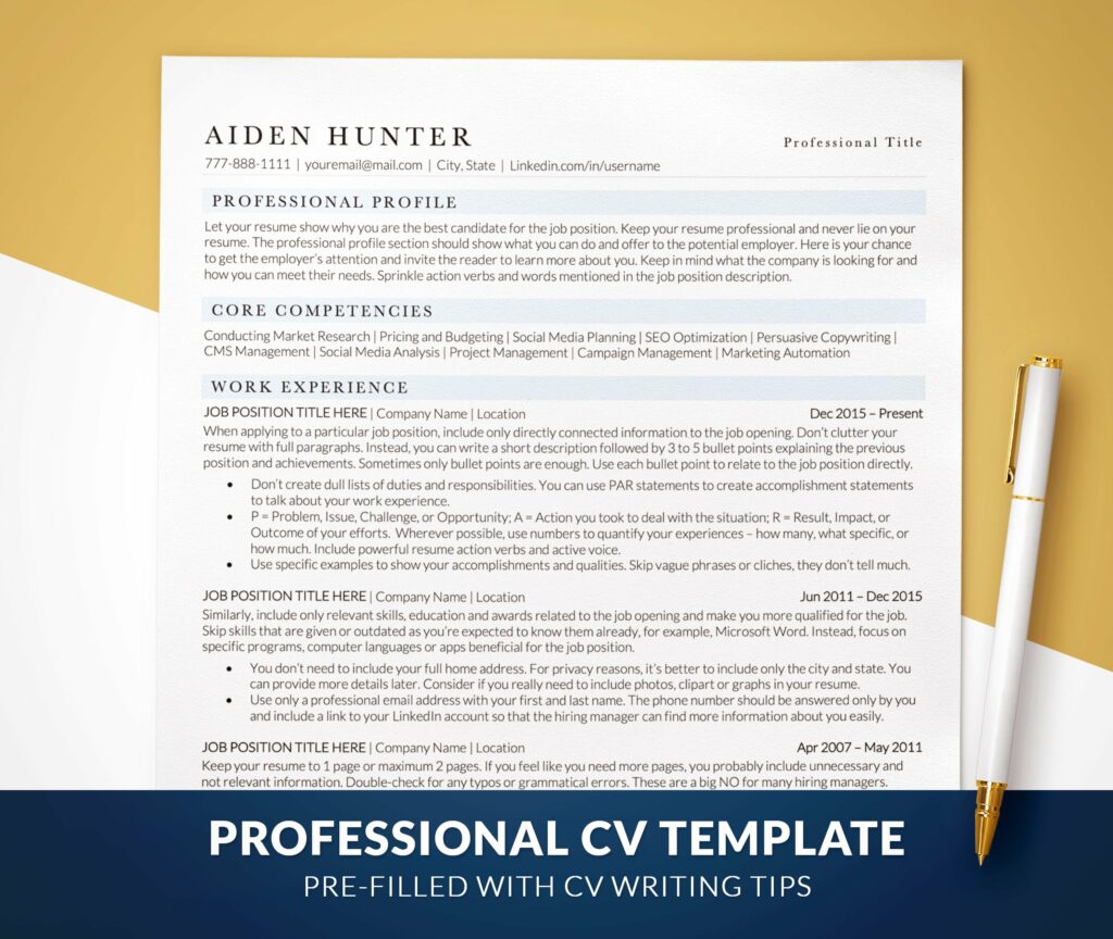 Executive CV Template Word & Pages – MasterBundles