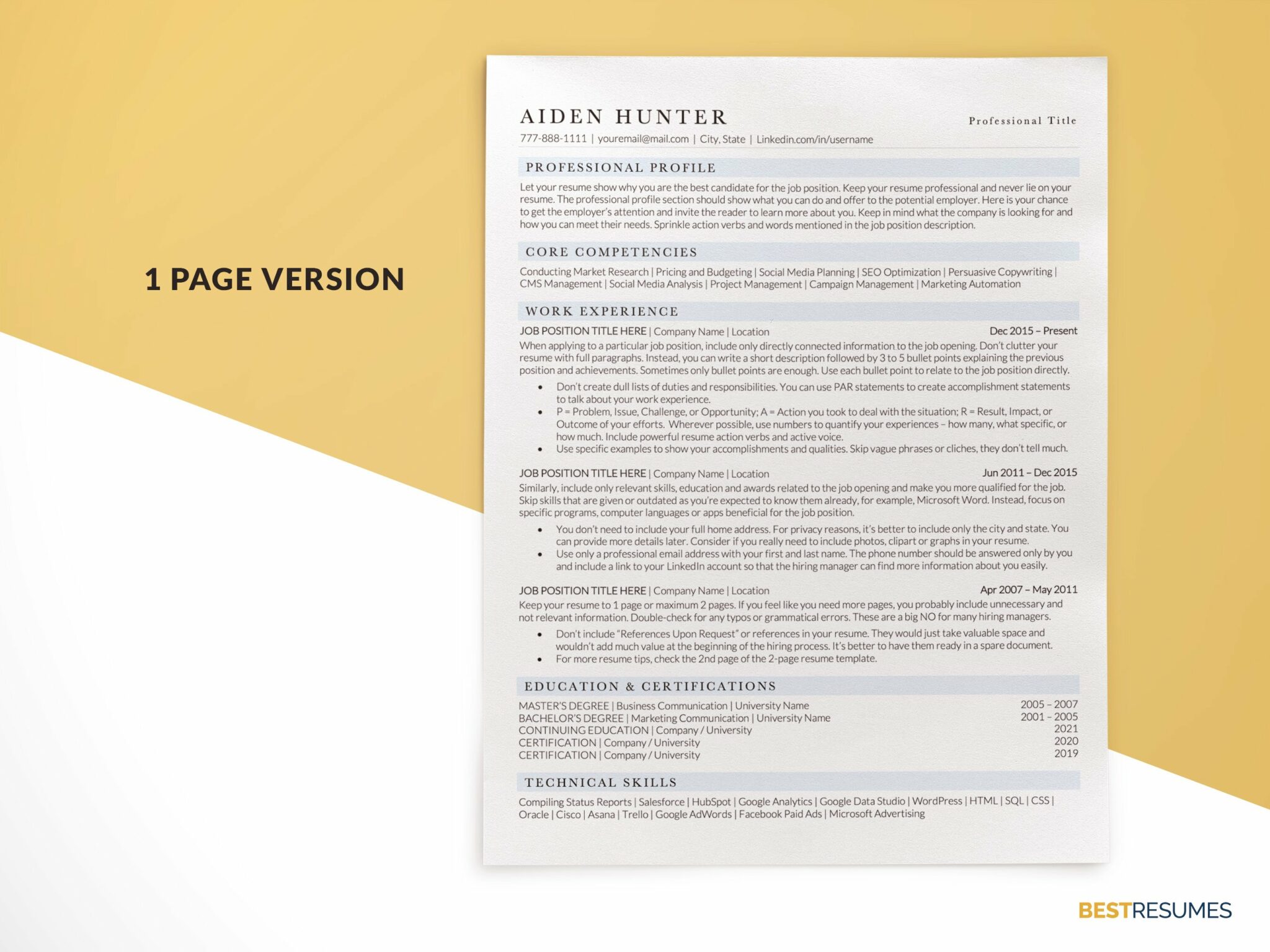 Executive CV Template Word & Pages – MasterBundles