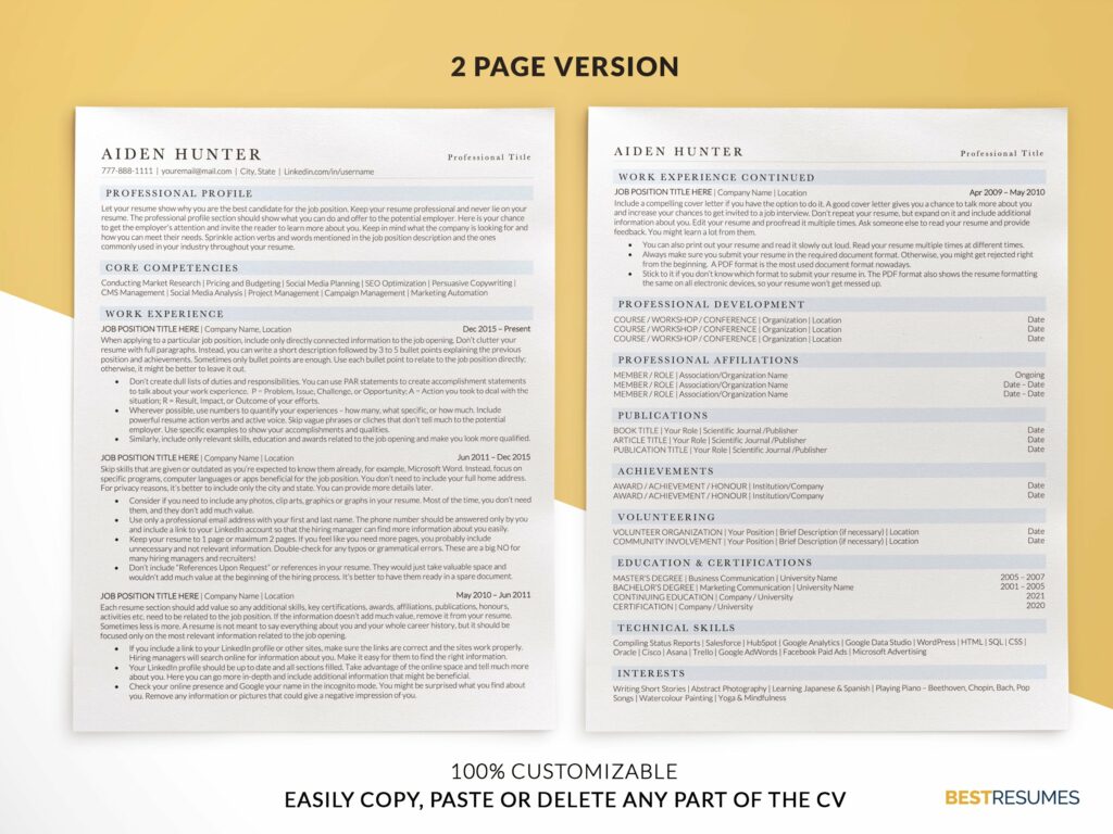 Executive CV Template Word & Pages – MasterBundles
