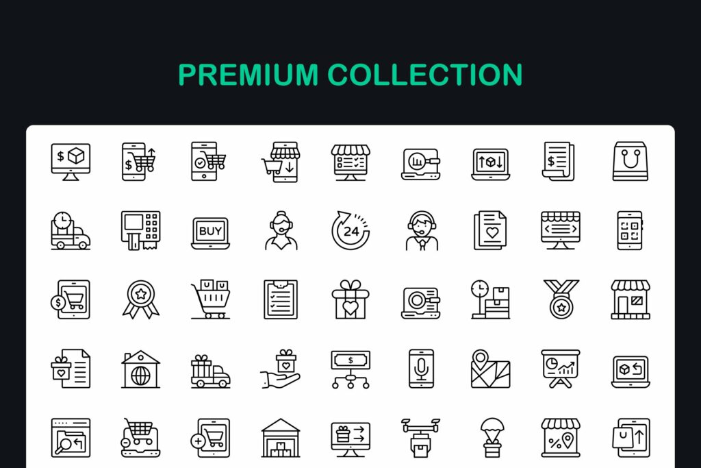 Mobile Shopping Linear Icons Pack – MasterBundles