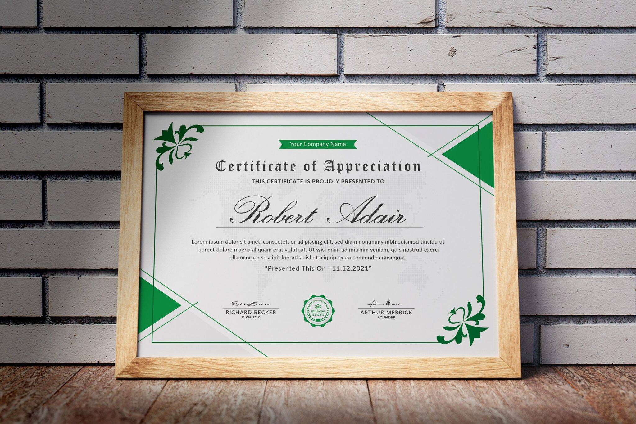 Green Certificate Template – MasterBundles