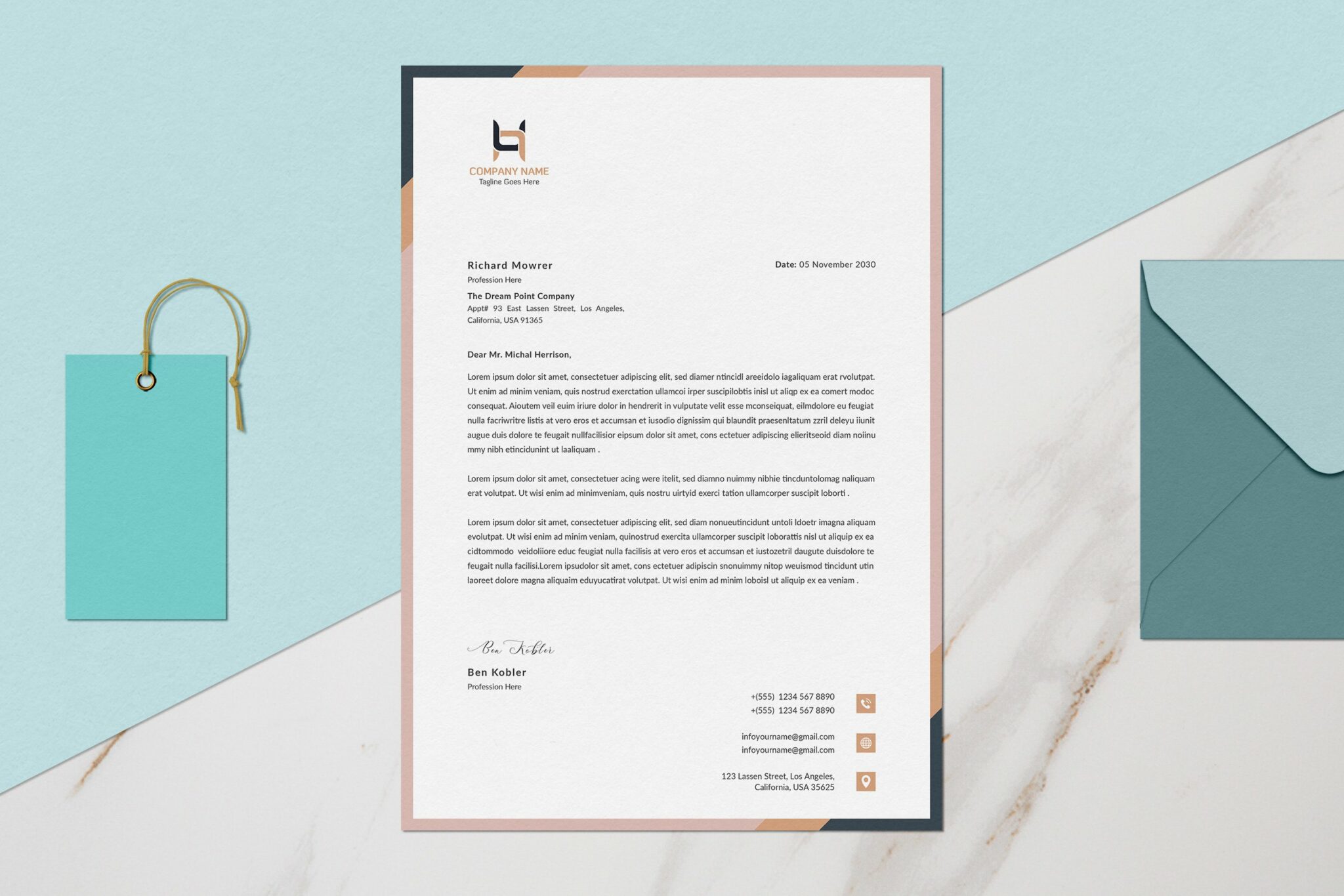 Clean Letterhead Template – MasterBundles