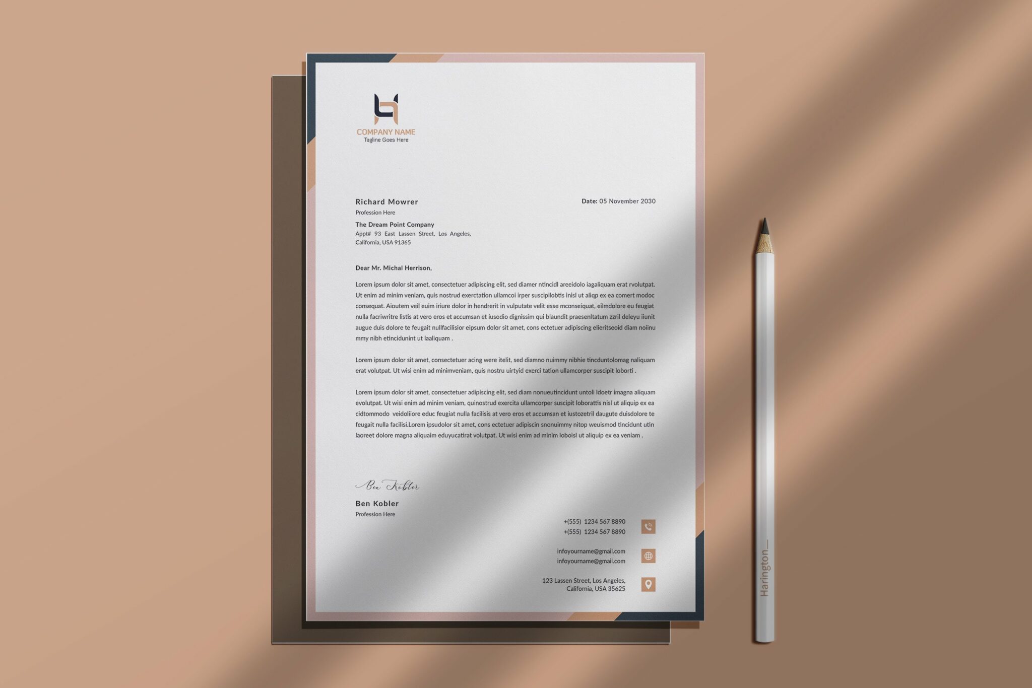 Clean Letterhead Template – MasterBundles