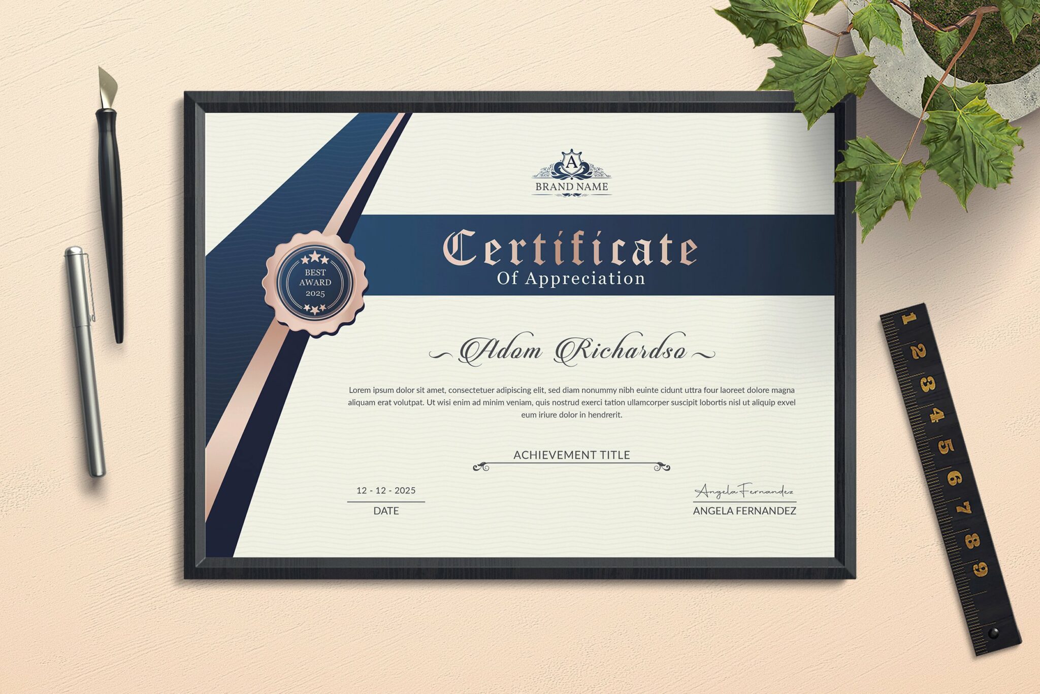 Certificate Template Rose Gold – MasterBundles