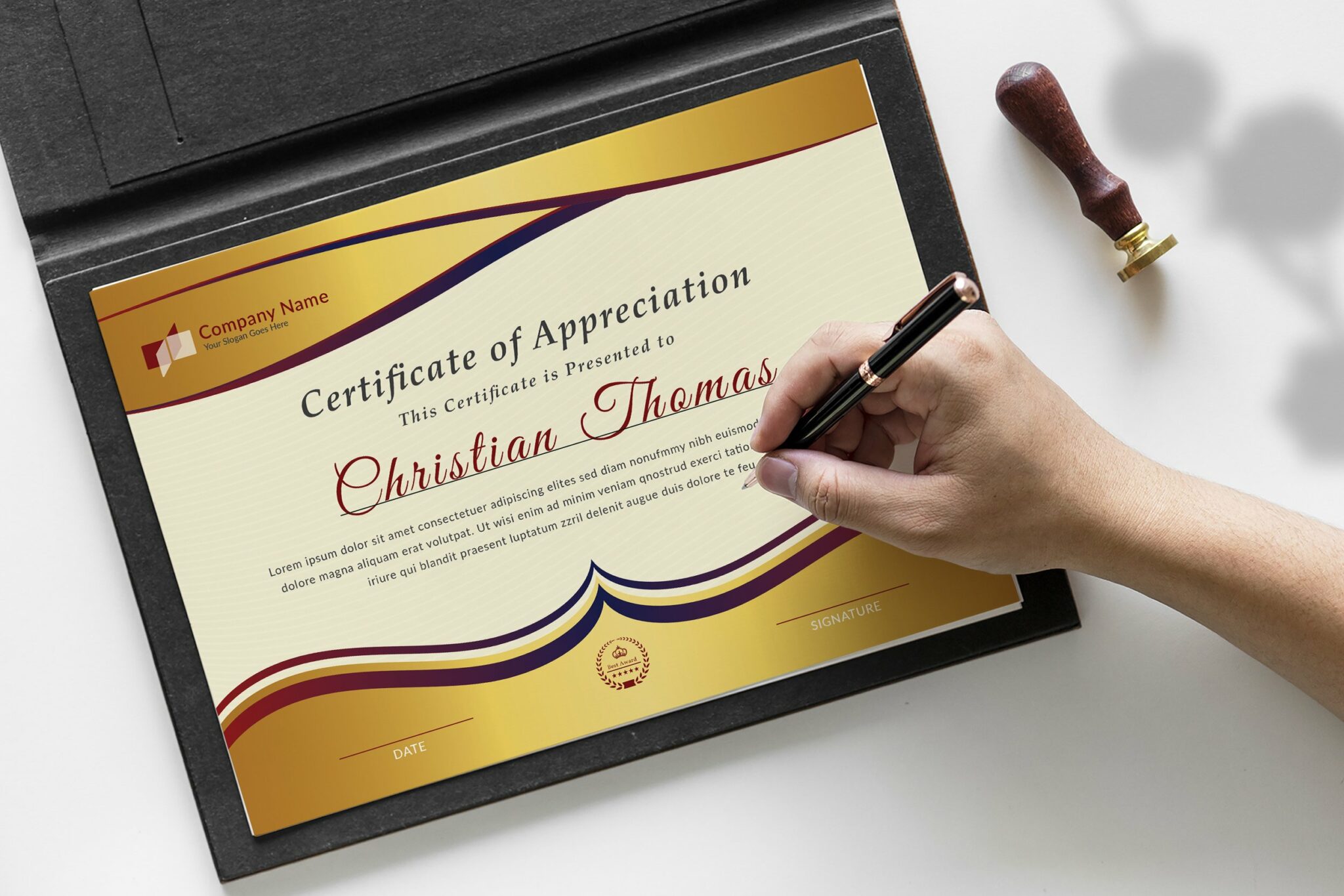 Golden Certificate Template – MasterBundles