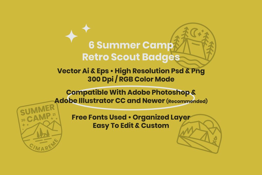 6 Boy Scout Retro Summer Camp Badges – MasterBundles