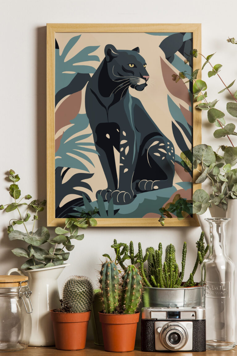 Wild Panther Illustration Art Print - MasterBundles