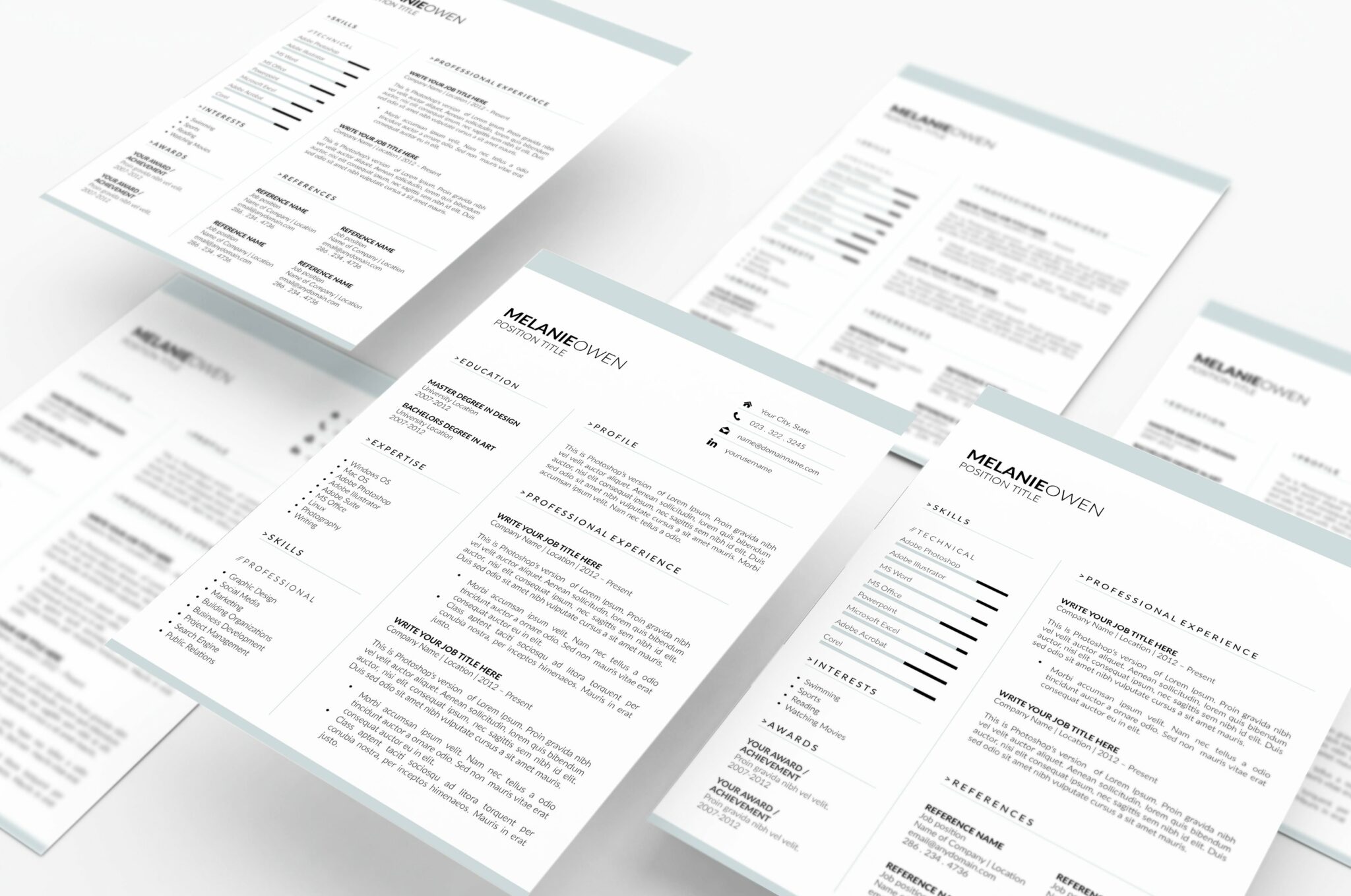 Customizable 5 Page Resume Template – MasterBundles