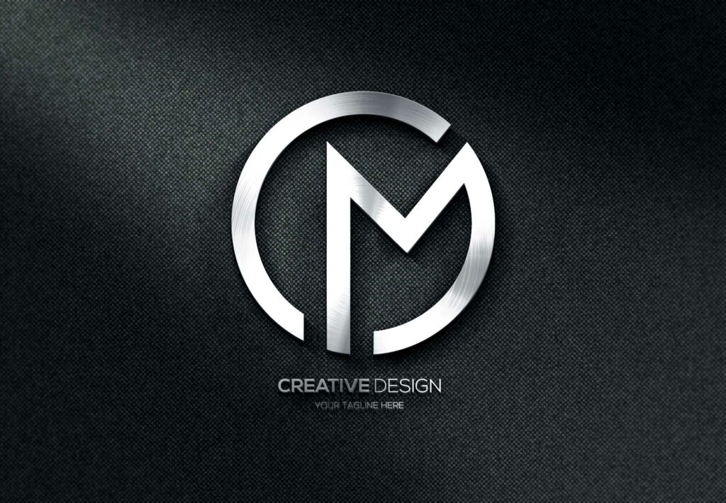 Set of letter CM circle shape logo design concept isolated on balck ...