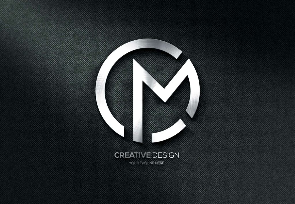 Set of letter CM circle shape logo design concept isolated on balck ...