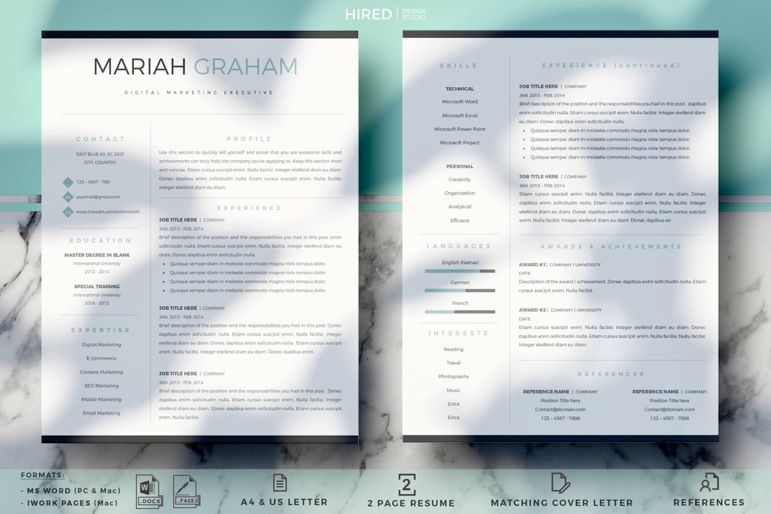 Modern Resume design + Cover Letter – MasterBundles