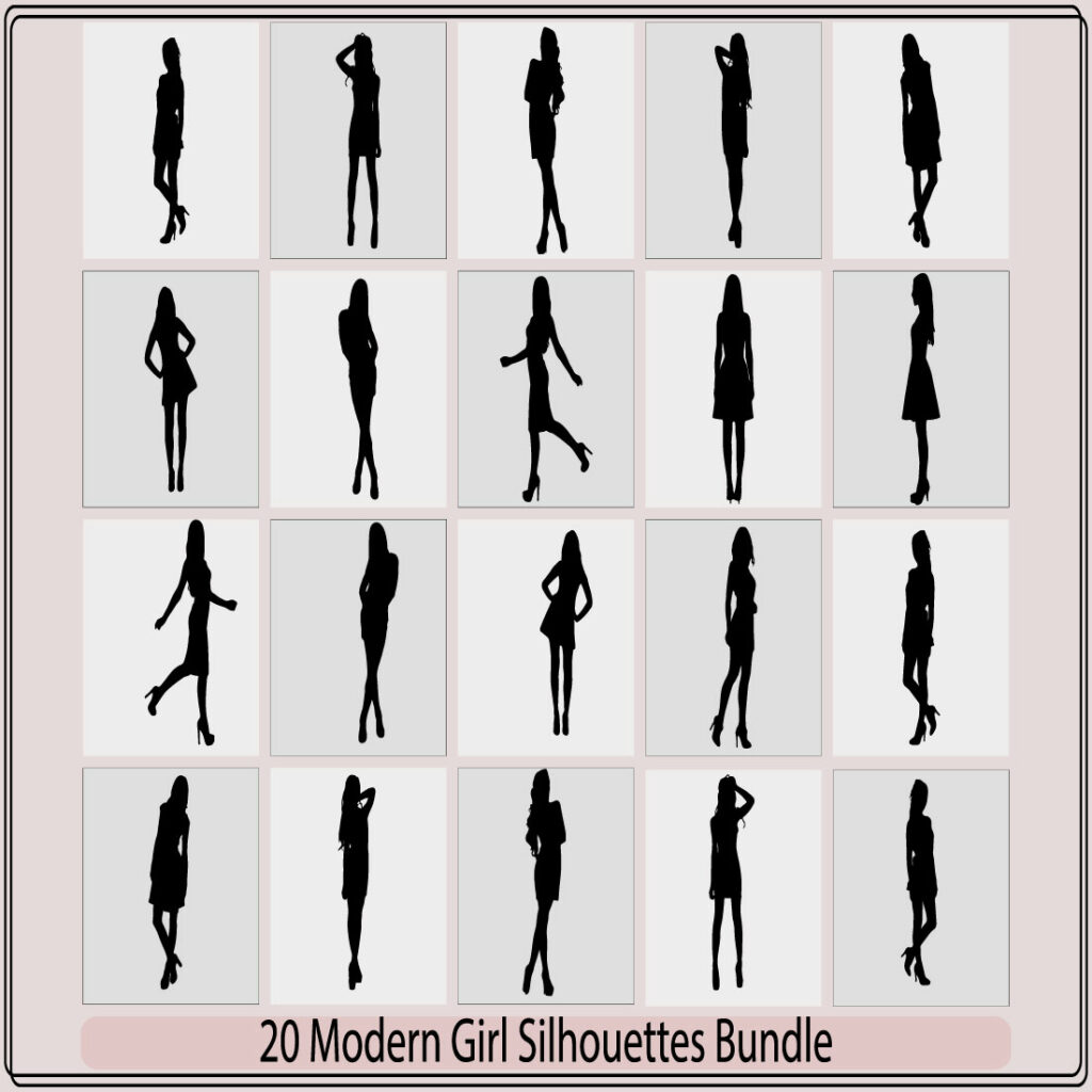 silhouettes of fashion model girls in mini different type,silhouettes ...