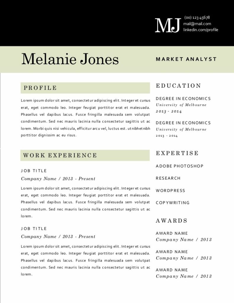 3 in 1 modern resume (2 pages) for SMM – MasterBundles