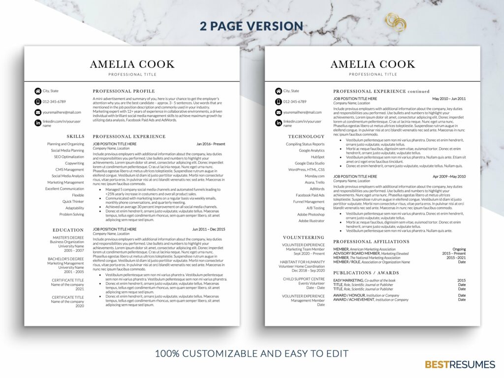 Modern Simple CV Resume Template – MasterBundles