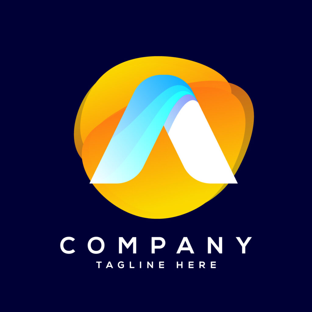 Abstract origami initial alphabet A logo design. Multi-color gradient ...
