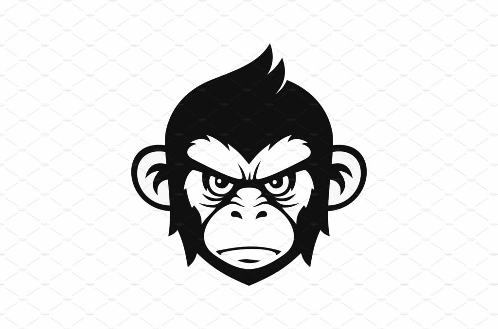 Angry Gorilla Monkey Face for Logo – MasterBundles