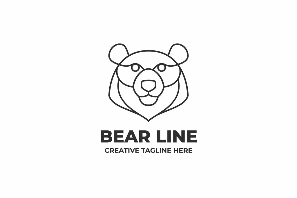 Bear Head Monoline Logo Template – MasterBundles