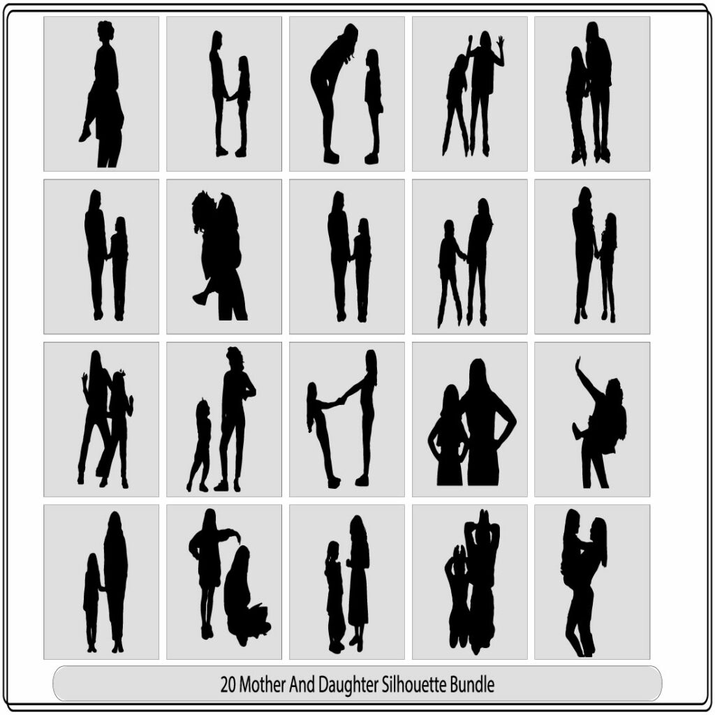 silhouette of mother and child, mom and baby,vector silhouette of a ...