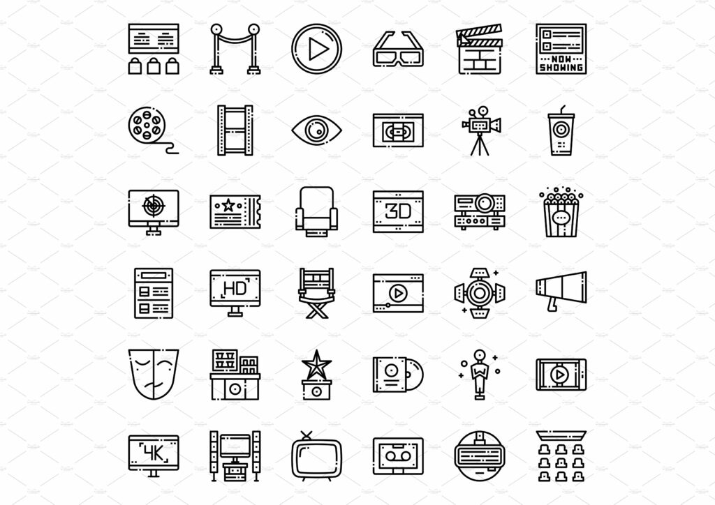 36x3 Cinema icons – MasterBundles