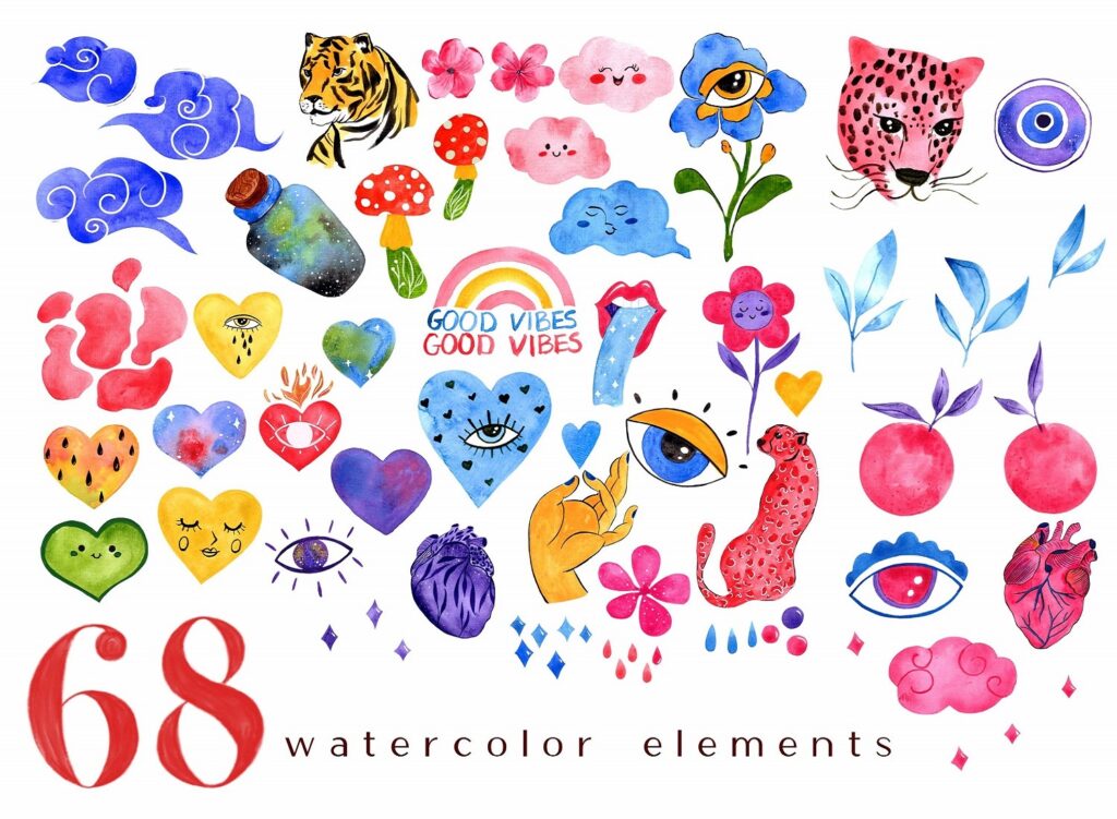"LOVE & MAGIC" Watercolor Clipart Set - MasterBundles
