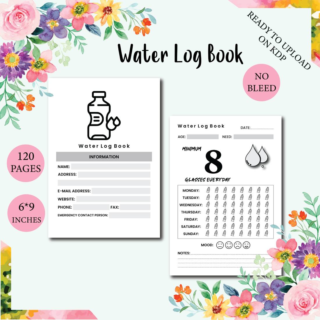 Water Log Book KDP interior - MasterBundles