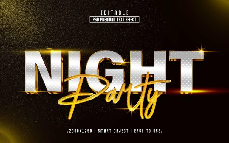 Night party 3D Editable Text Effect – MasterBundles