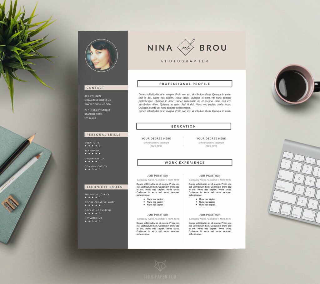 Feminine Resume Design | CV – MasterBundles